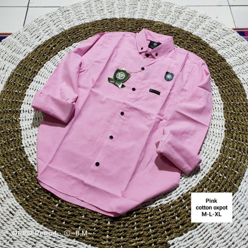 Jual Kemeja polos pink kemeja polos lengan panjang kemeja formal kemeja ...
