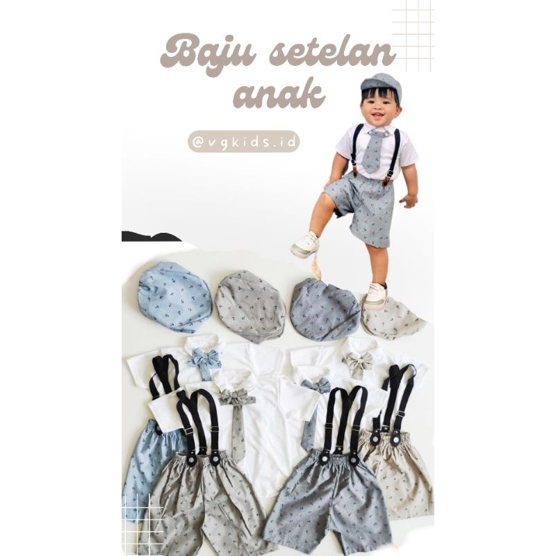 Jual Baju Setelan Suspender Jumper Anak Bayi Laki Laki Set topi/ Baju ...