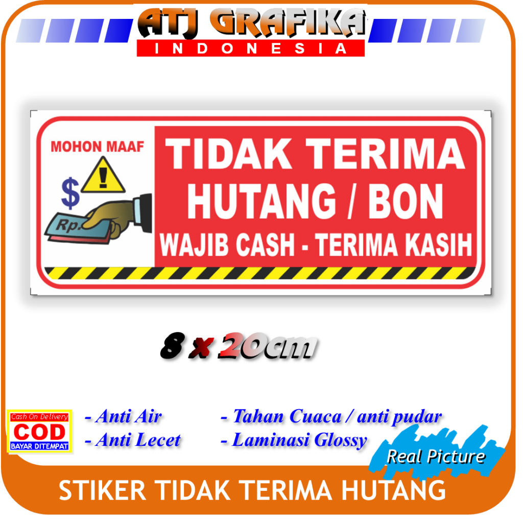 Jual Label stiker new dilarang hutang anti bon wajib cash sticker toko ...