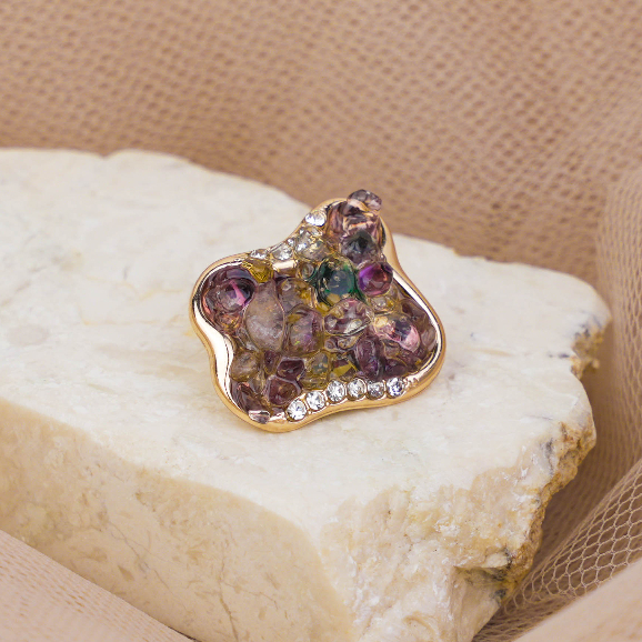 Jual Kancing Unik Aesthetic Resin Abstract Mewah Diamond Kuning Ungu ...