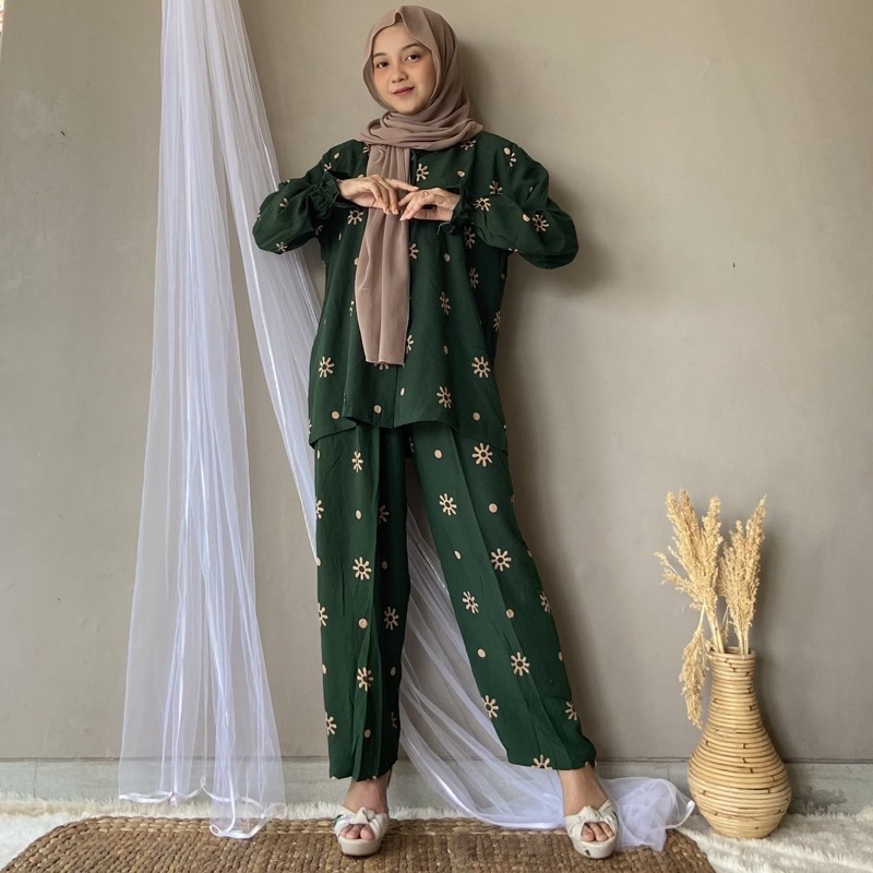 Jual DAISY ONE SET RAYON LENGAN PANJANG / BUNGA DAISY / PAJAMAS RAYON ...