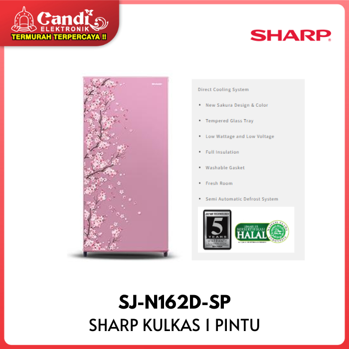 Jual SHARP KULKAS 1 PINTU 133 LITER SJ-N162D-SP 133 Liter SJ-N162D | Shopee Indonesia