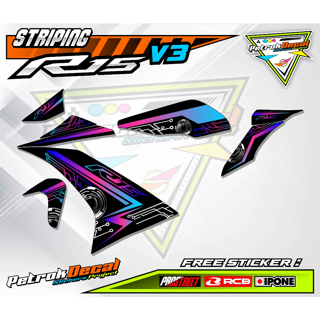 Jual STRIPING SEMI DECAL VARIASI YAMAHA R15 V3 / SEMI DECAL MOTOR ...