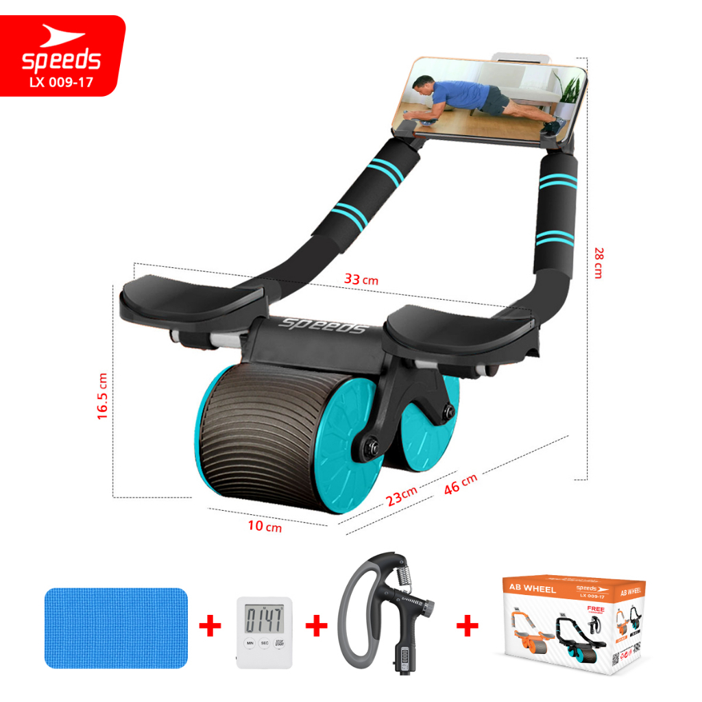 Jual SPEEDS AB Wheels Plank Trainer Ab Roller 2 Roda Automatic Rebound ...