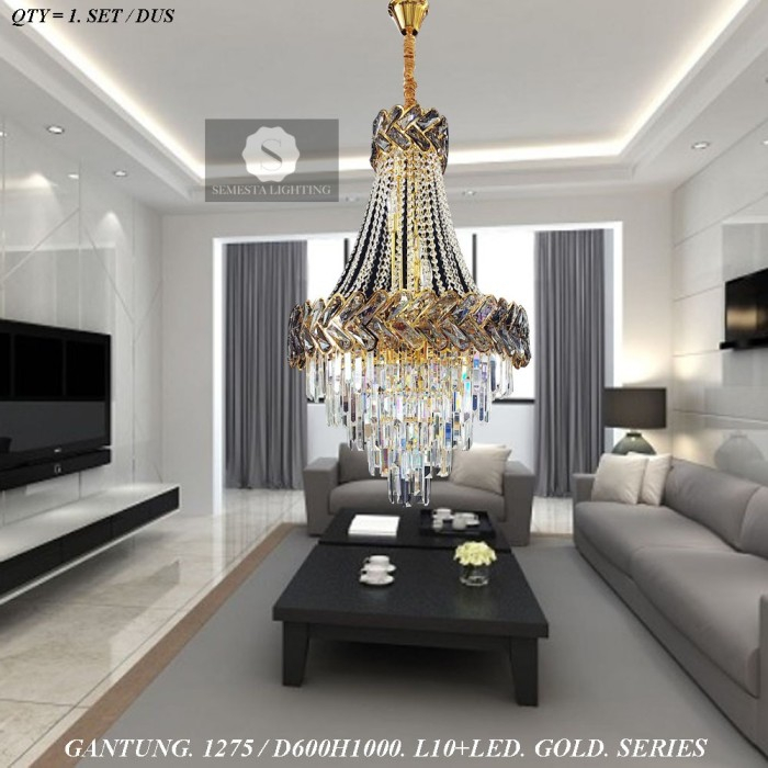 Jual Lampu Gantung Kristal Chandelier 1275 LED NEW MODEL | Shopee Indonesia