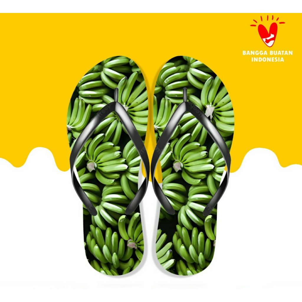 Jual Sandal jepit wanita Pisang mentah/pisang hijau/Printing/Fruit ...