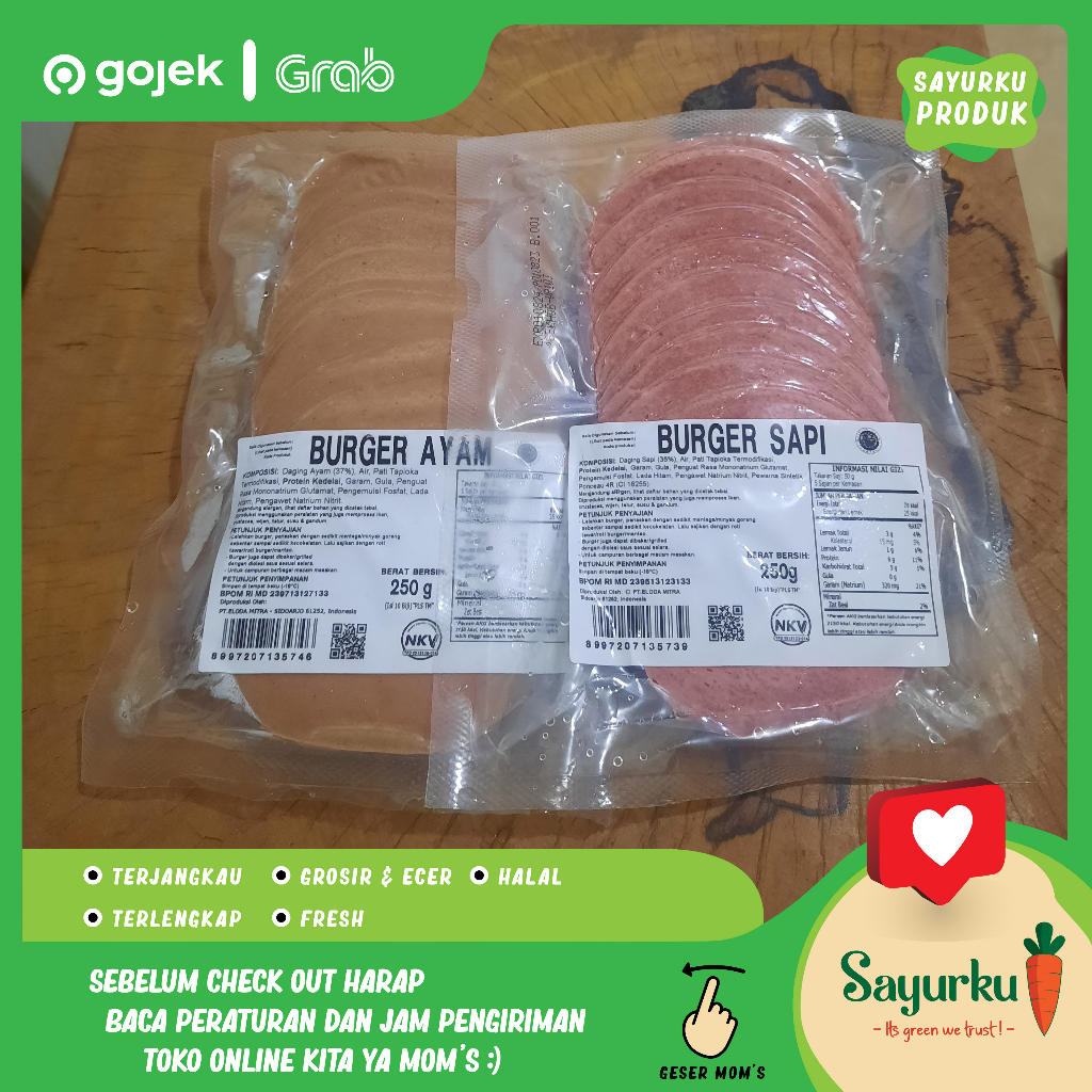 Jual HAM BURGER ayam atau sapi (10 biji) 250g | Shopee Indonesia