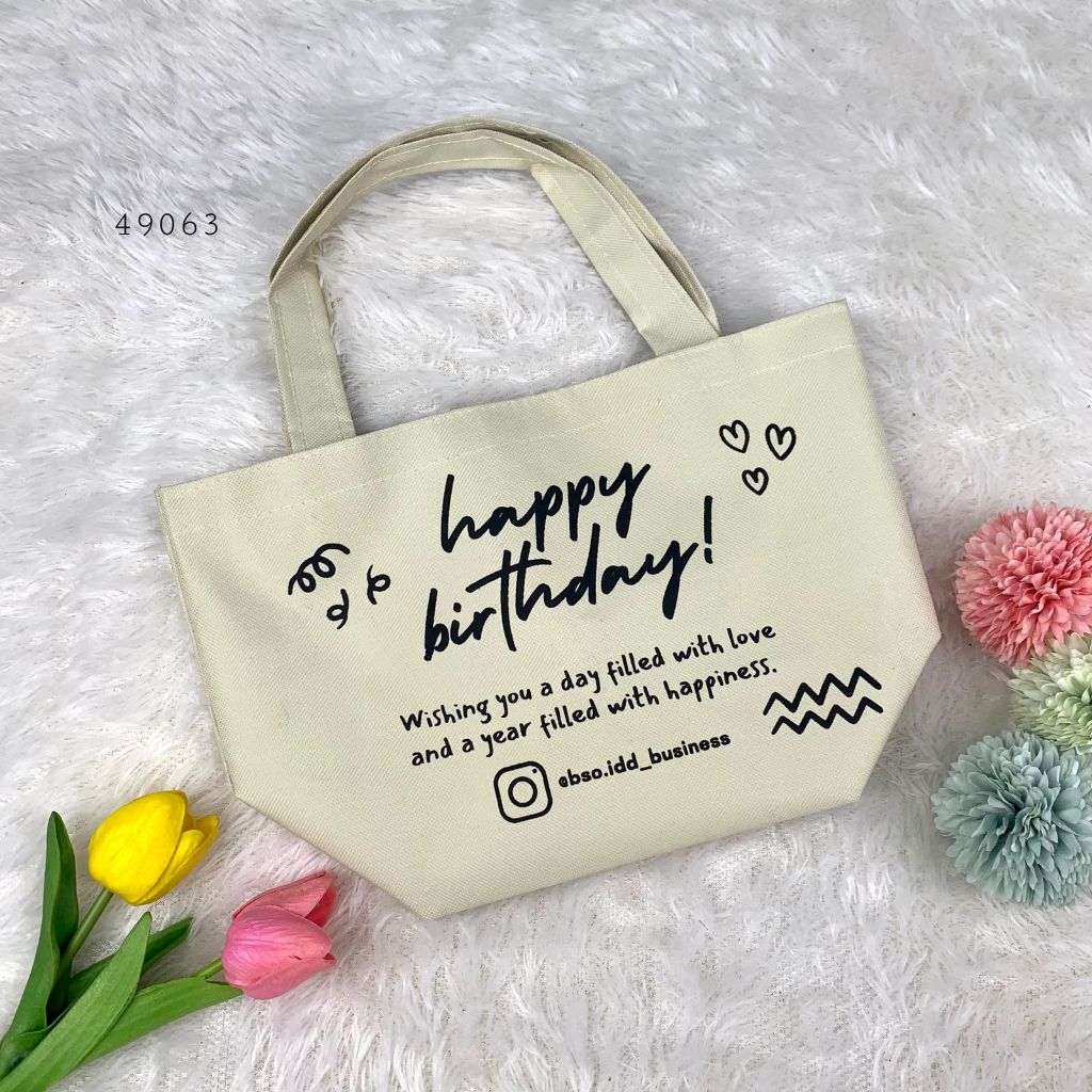 Jual 49063 TOTE BAG KANVAS HAPPY BIRTHDAY KECIL SPESIAL TULISAN HAPPY ...