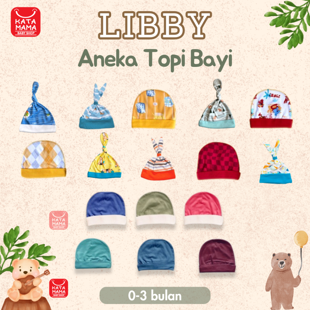 Jual Libby Topi New Born Bulat Libby Topi Bayi Tali Print 1 Pcs Unisex / Topi Bayi Libby 1 Pcs ...