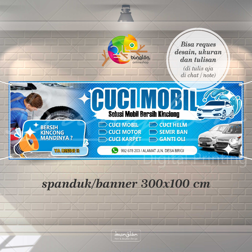 Jual Size 300x100 Cm Spanduk Banner Cuci Mobil Motor Spanduk Cucian Mobil Shopee Indonesia