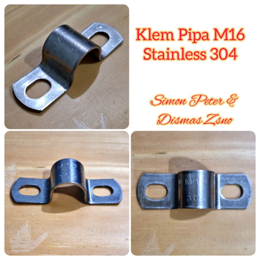 Jual Klem Pipa M16 Stainless Steel 304 Pipe Clamp U-Shaped Ohm Tahan ...