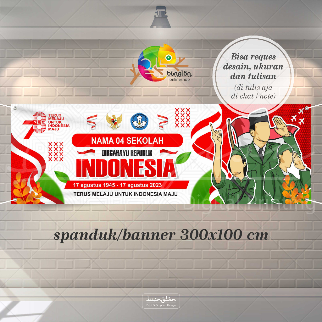 Jual Size 300x100 Cm Spanduk Banner HUT RI, Spanduk Agustusan, Spanduk ...