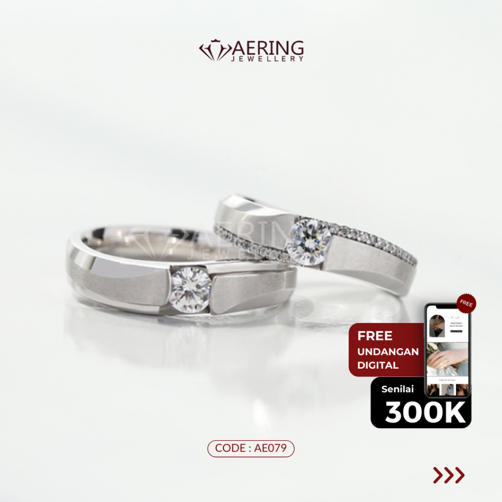 Jual Cincin Kawin Silver Lamaran Palladium Platinum Emas Couple Nikah Pasangan Tunangan AE079 ...