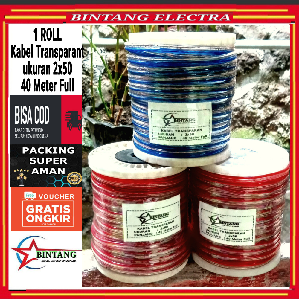 Jual 1 Roll Kabel Transparan 2x50, 40 meter full | Shopee Indonesia