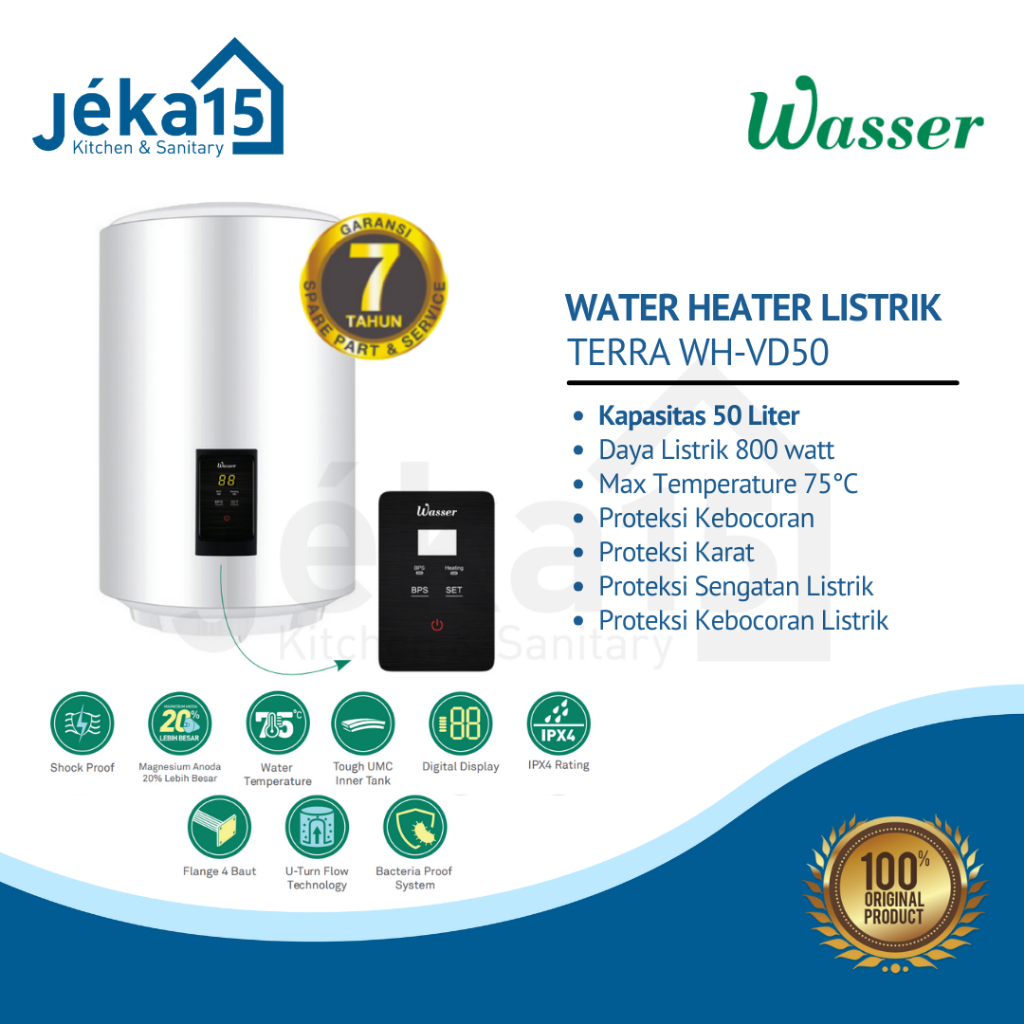 Jual WASSER TERRA WH-VD50 WATER HEATER 50 LITER | Shopee Indonesia