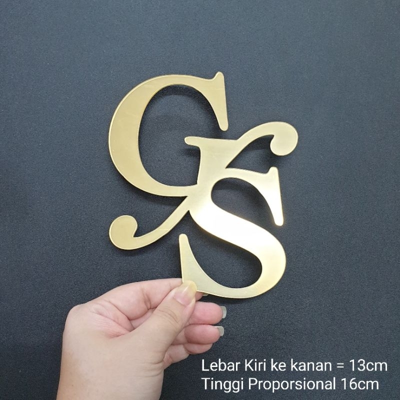 Jual inisial Nama Akrilik Custom Topper Hiasan Kue Cake Tanpa Tangkai ...