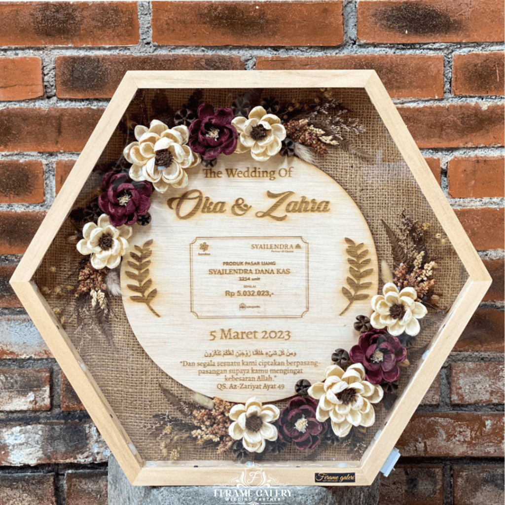 Jual Bingkai Mahar Pernikahan Rustic -Bingkai Mahar Bunga Kering Ukir ...