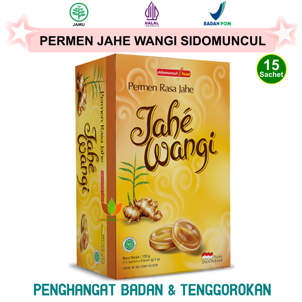 Jual 1 BOX ISI 15 SACHET PERMEN JAHE WANGI SIDOMUNCUL SIDO MUNCUL ...