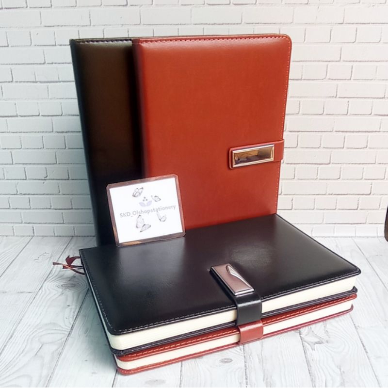 Jual Agenda kulit notebook kulit a5 kancing magnet (terima cetak ...