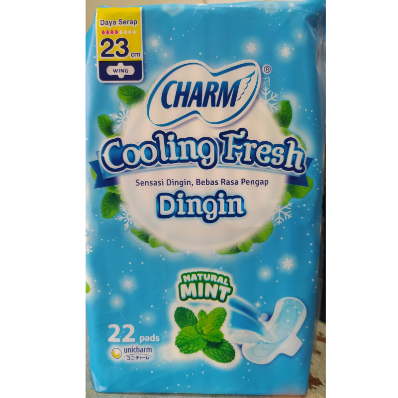 Jual CHARM COOLING fresh 23CM WING isi 22 & NON WING 24 pads Pembalut ...