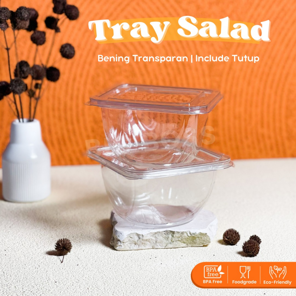 Jual [ISI 50PCS] Mika Tray Salad Buah + Tutup 500ml Food Grade ...