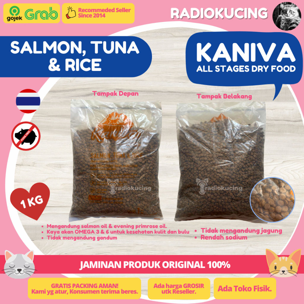 Jual KANIVA Salmon Tuna & Rice Cat Food 1 kg Karung Makanan Kucing All ...