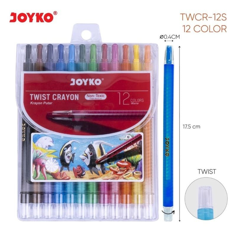 Jual BABY AY SHOP Crayon Pensil Putar Joyko isi 12 S/oil pastel krayon ...