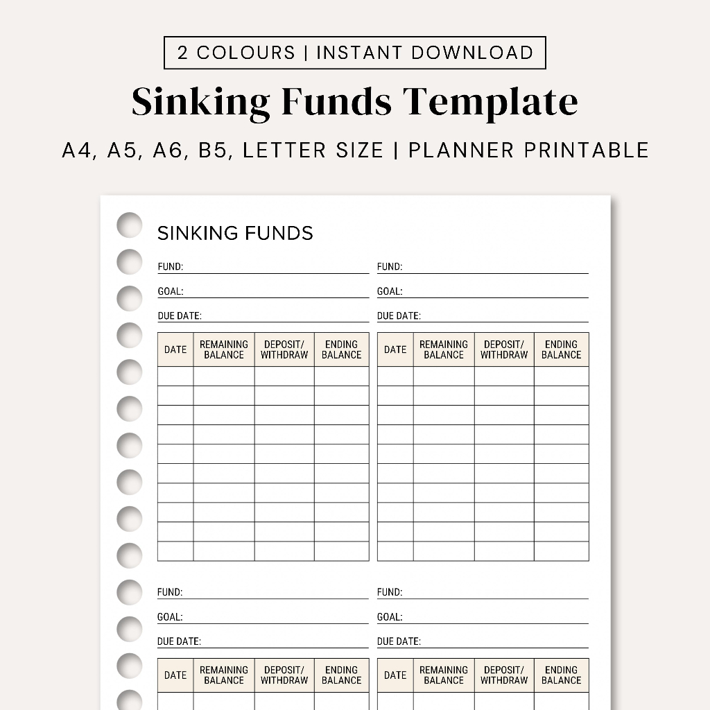 Jual Sinking Funds Tracker Printable Planner, Savings Tracker Printable ...