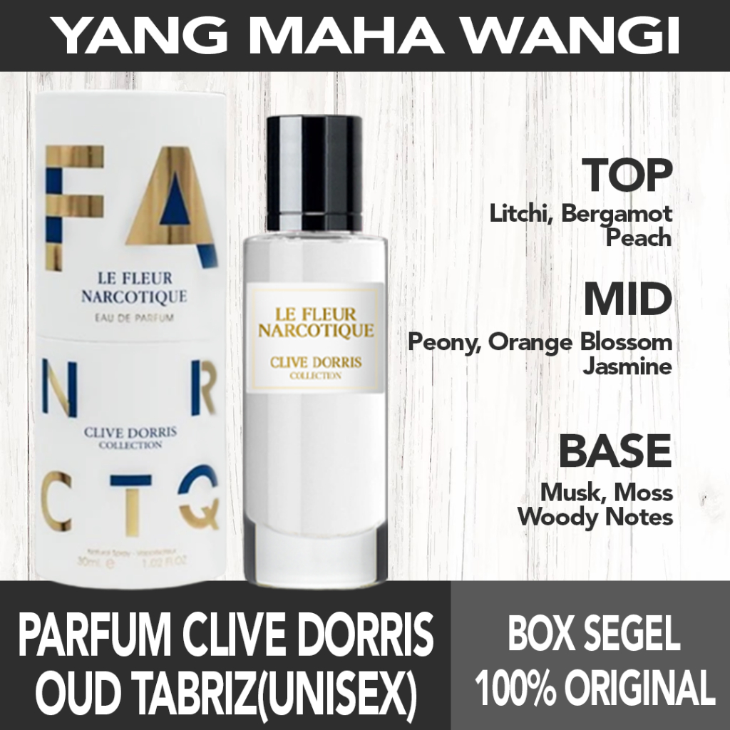 Jual PARFUM ORIGINAL FRAGRANCE WORLD CLIVE DORIS FOR UNISEX 30ML (BOX ...