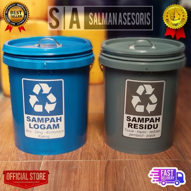 Jual Tempat Sampah Plastik 20 Liter Organik / Non Organik / B3 / Logam ...