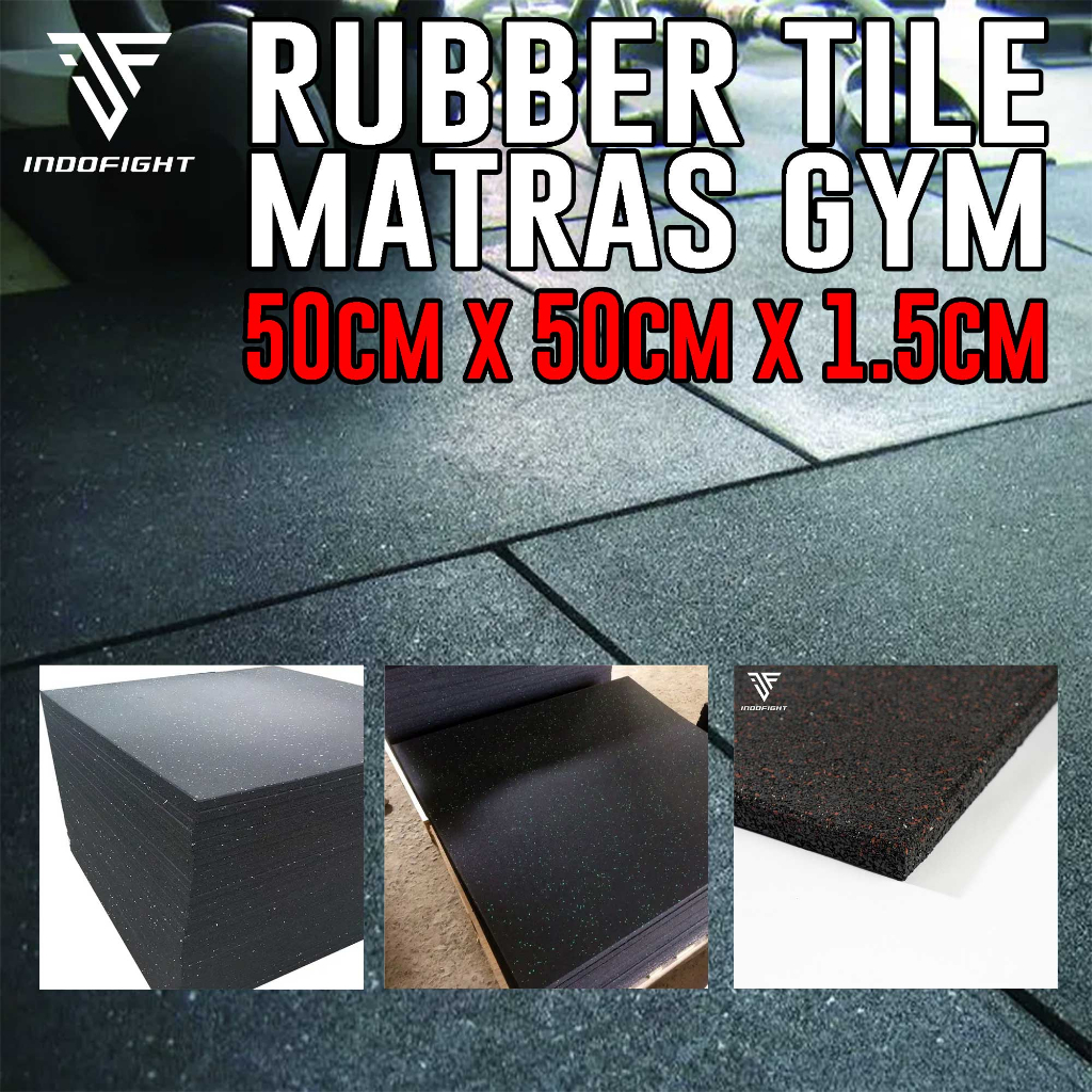 Jual Matras Gym Karet 50cm x50 cm x 1,5 cm Indofight Karpet Fitness ...