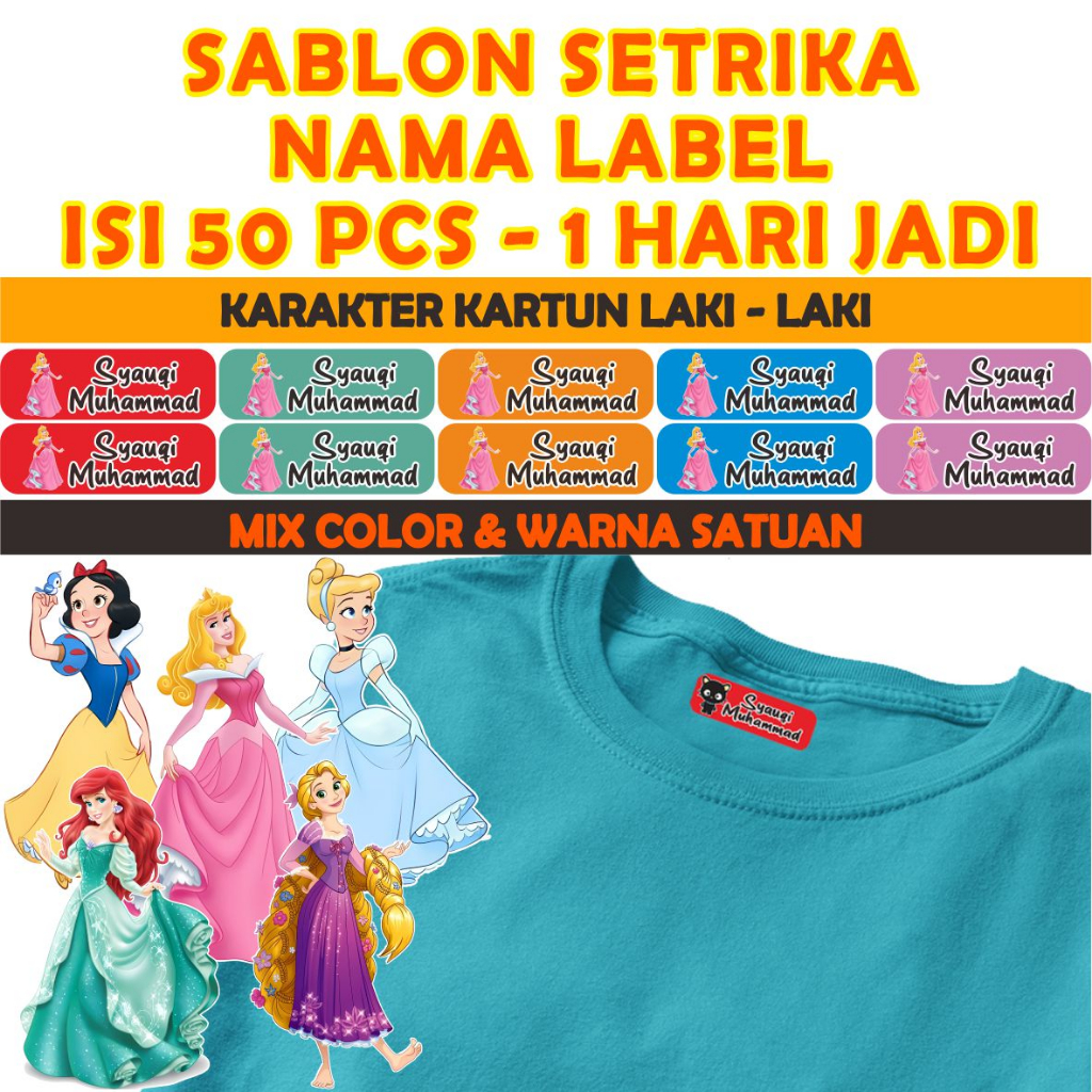 Jual STICKER NAMA BAJU KAOS LABEL KAIN SABLON SETRIKA DTF NAMA KARAKTER ...