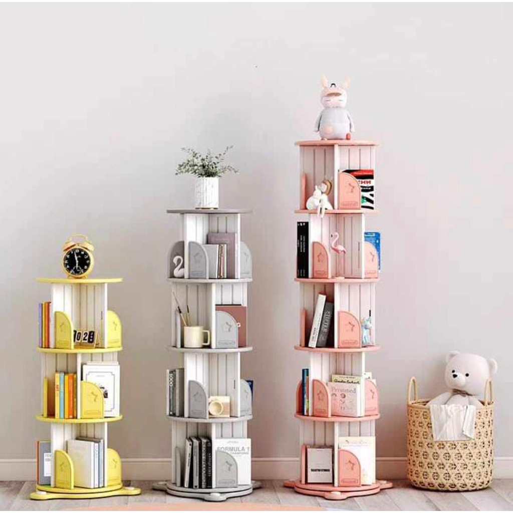 Jual RAK LEMARI BUKU PUTAR ROTATING BOOKSHELF STORAGE RAK BUKU SUSUN ...