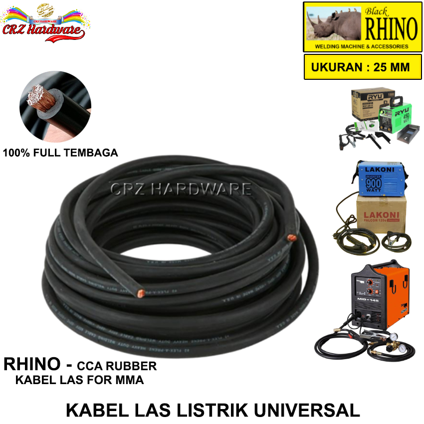 Jual Kabel Las RHINO 25mm Hitam Original Kabel Las Listrik Rhino ...