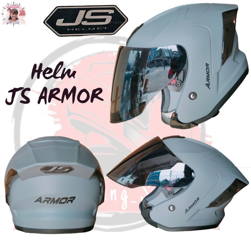 Jual HELM JS ARMOR yakuza HALF FACE SOLID POLOS VISOR DARK SMOKE SNI ...