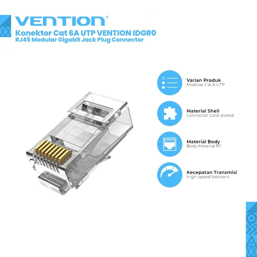 Jual VENTION Konektor RJ45 Cat6 Cat6A UTP IDGR0 Modular Gigabit Jack ...