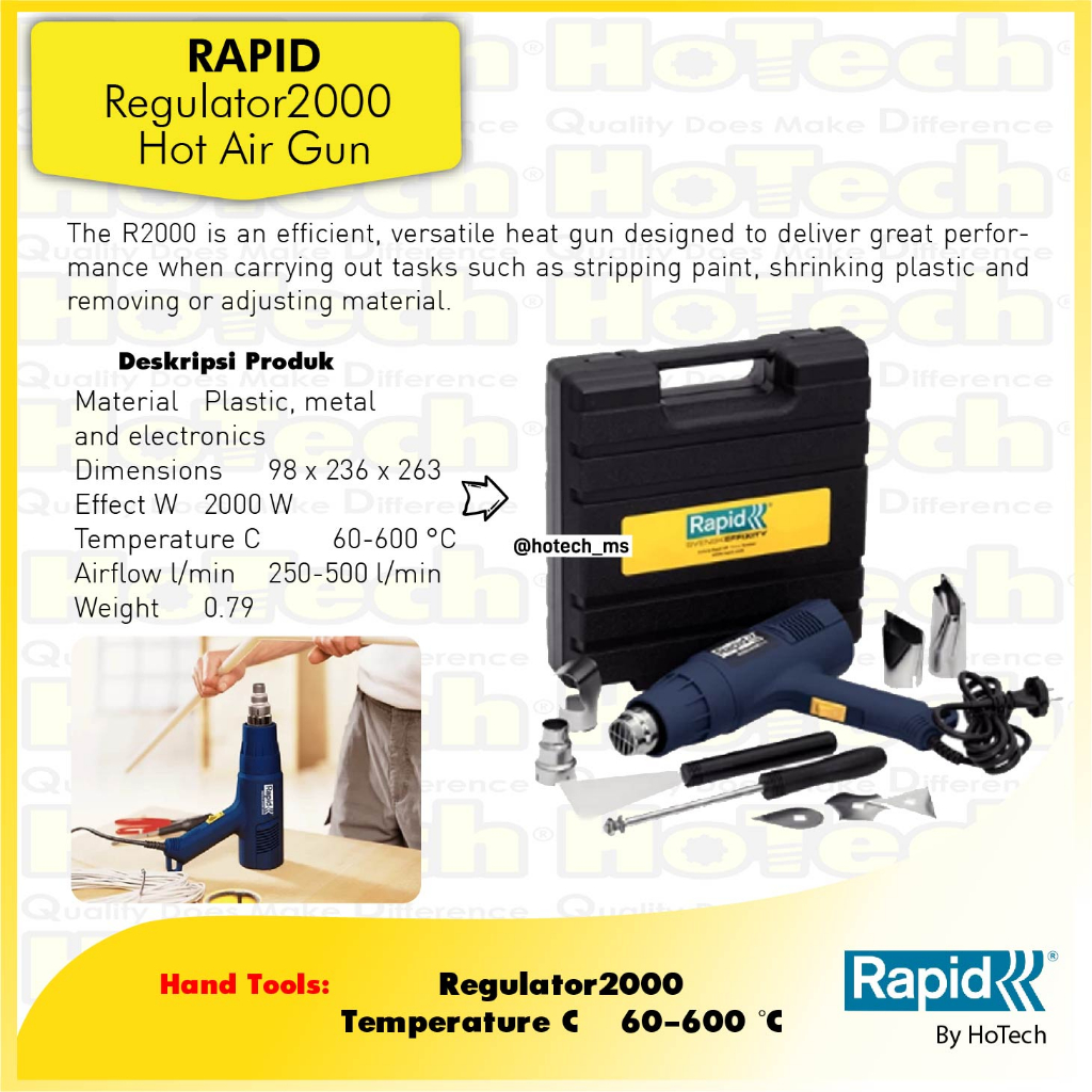 Jual RAPID | Heat Gun | Hot Gun 2000 Watt | Rapid Hot Gun KIT | Rapid ...