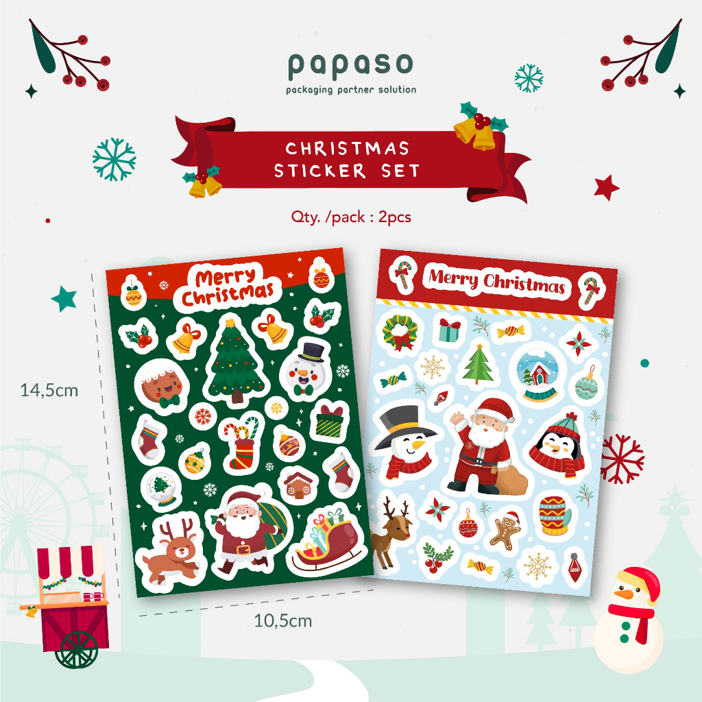 Jual Sticker Christmas Set/Sticker Natal/Sticker Hiasan Box Kue Cake ...