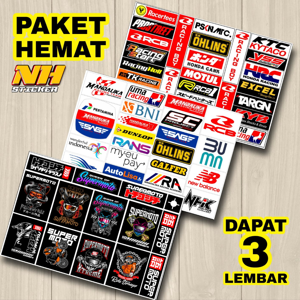 Jual Sticker Racing Pack Stiker Variasi Motor Paket Hemat 3 Lembar ...