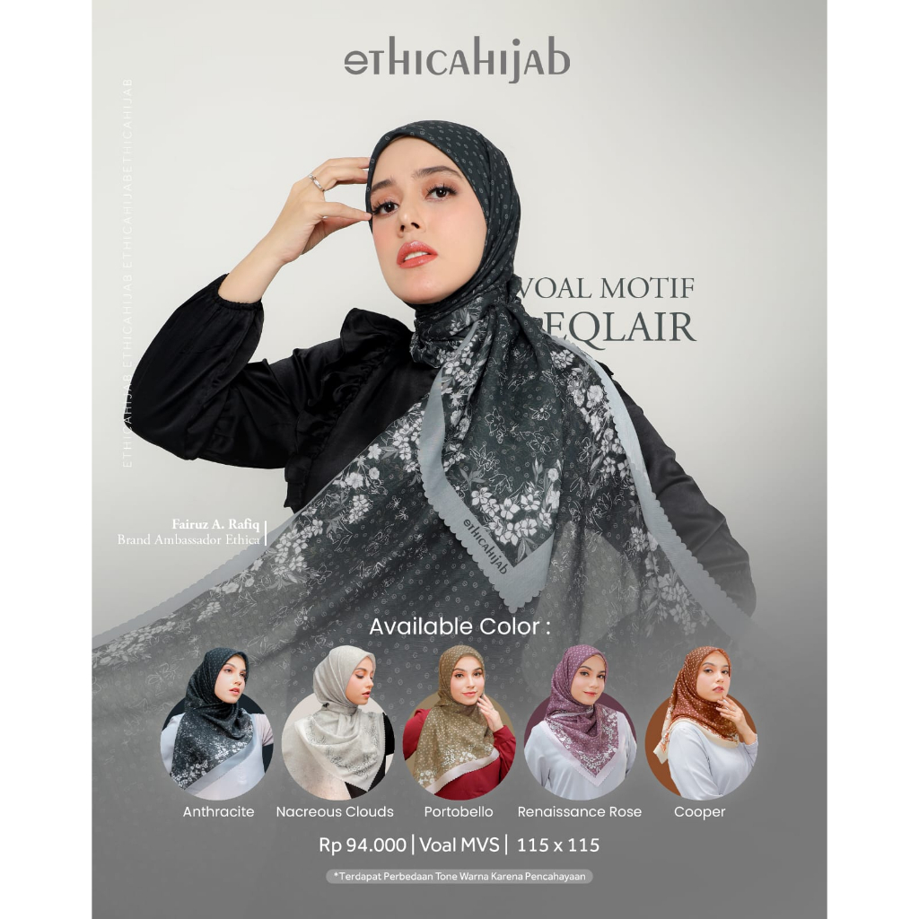 Jual HIJAB ETHICA VOAL MOTIF EQLAIR BAHAN VOAL MVS MODEL HIJAP SEGI EMPAT PREMIUM TEPIAN LASER ...