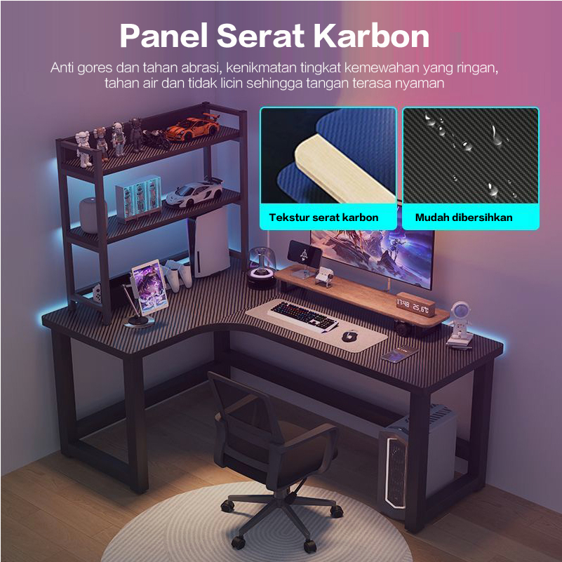 Jual Damaindah Meja Komputer Shaped L Serat Karbon / Meja Komputer Minimalis / Meja Gaming ...