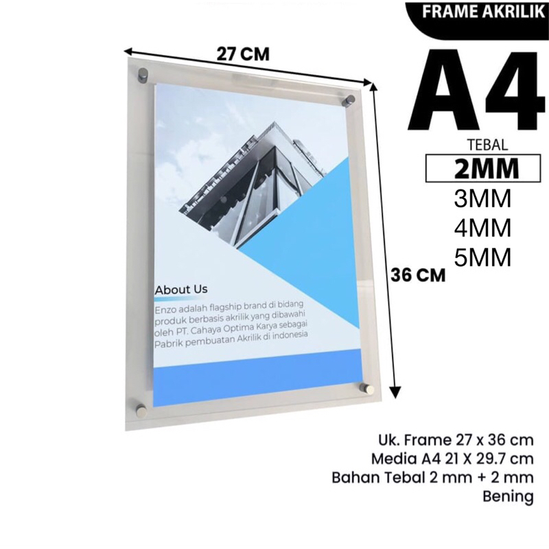 Jual Frame Akrilik/Poster Dinding A4 (Bisa Custom) 2/3/4/5mm | Shopee ...