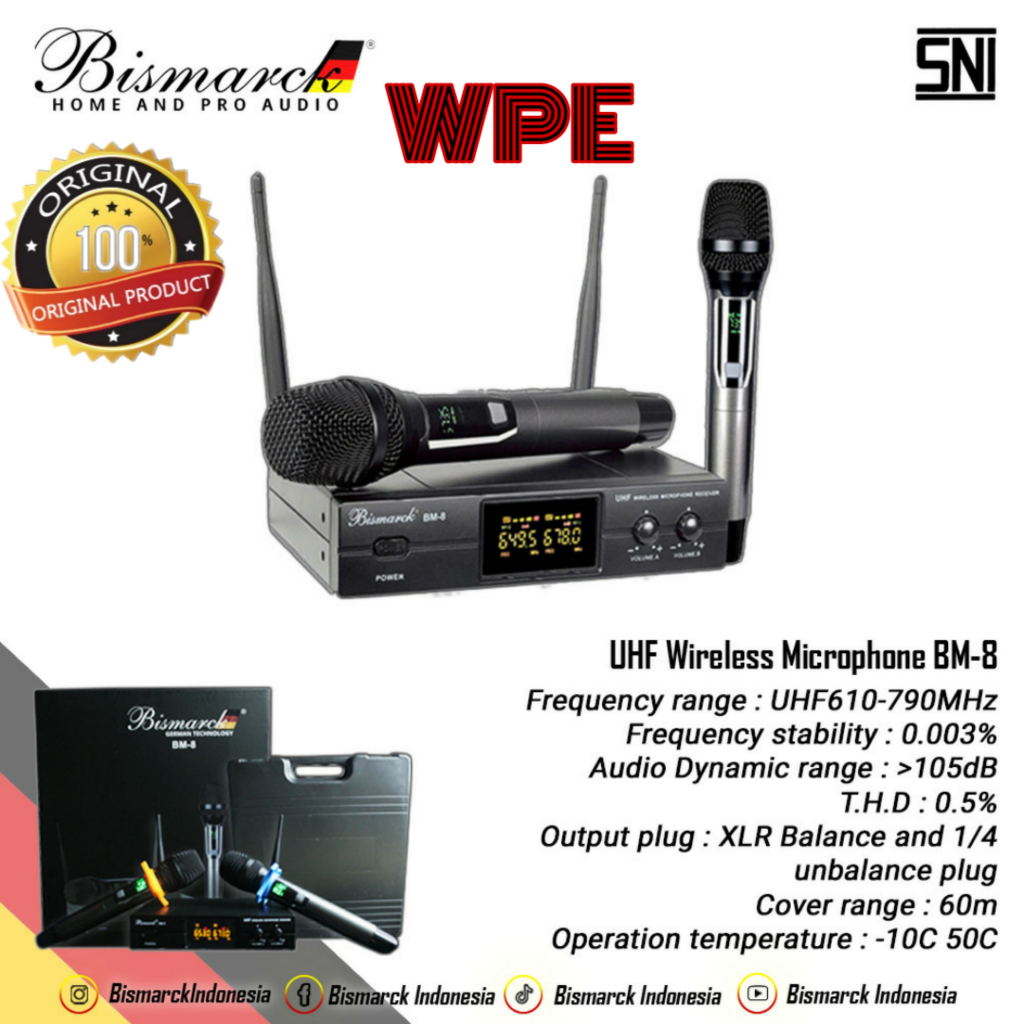 Jual mic wireless bismarck bm8 bismarck bm 8 original | Shopee Indonesia