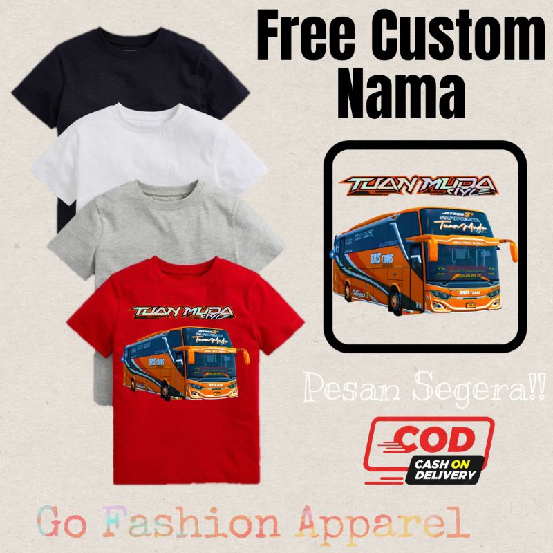 Jual Baju Kaos Anak Custom Bus Pariwisata Tuan Muda Bahan Premium { FREE NAMA } | Shopee Indonesia