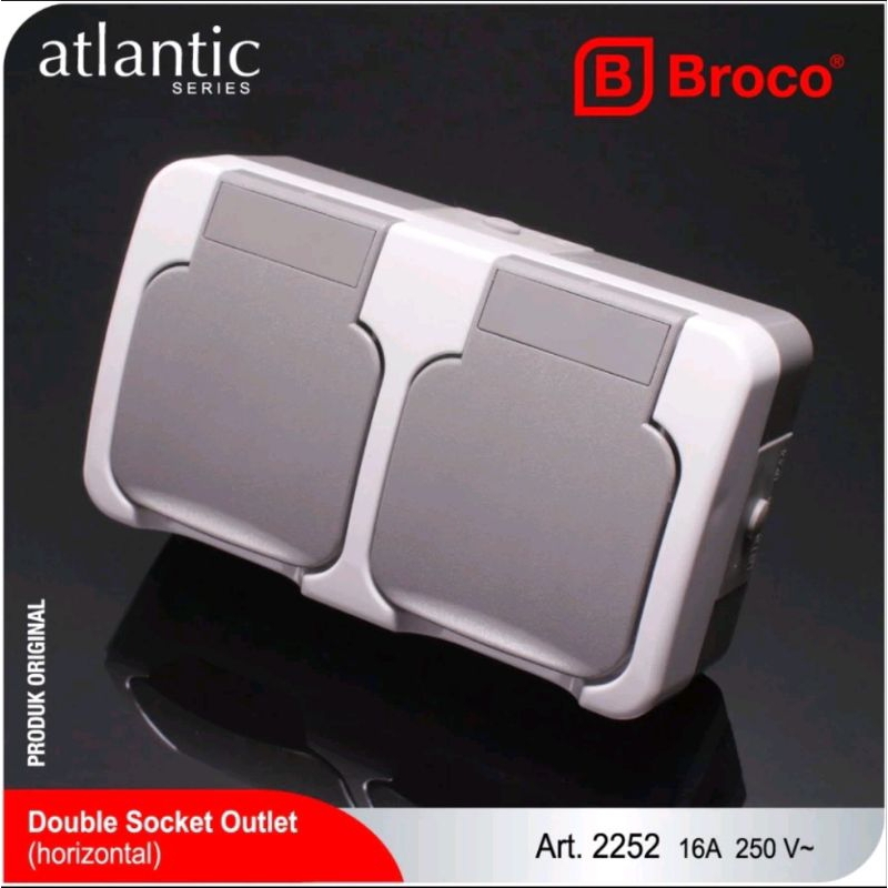 Jual Stop Kontak Broco 2 lubang stop kontak Double Outbow dengan tutup ...