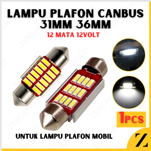 Jual Lampu Plafon LED CANBUS Mobil Kabin 12 Mata Titik Festoon 31 mm ...