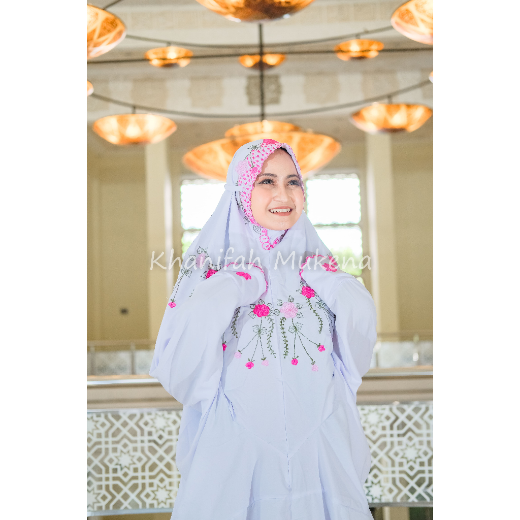 Jual Mukena Mukenah Rukuh Panjang Terusan Lajuran Dewasa Motif Bordir ...