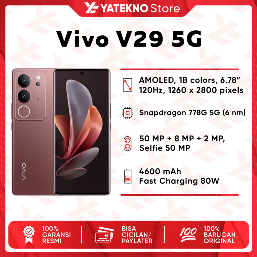 Jual (ORIGINAL) Vivo V29 5G 8/256GB + 12/512GB GARANSI RESMI ~ NEW ...