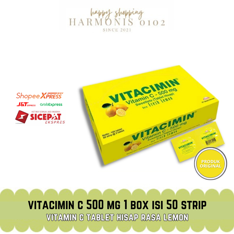 Jual Vitacimin Vitamin C 500mg 20Tablet Vitamin Hisap Fresh Lemon Vit C ...