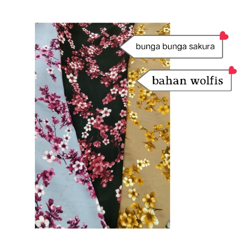 Jual Kain wolfis motif bunga sakura | Shopee Indonesia